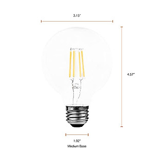 LEDVANCE Sylvania Reduced Eye Strain G25 Globe LED Light Bulb, 60W = 6W, 13 Year, Dimmable, Clear, 5000K, Daylight - 6 Pack (41244)