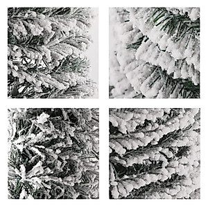 DOYOLLA Snow Flocked Christmas Tree 5ft, Artificial Small Pop up Collapsible Snow White Flocked Pencil Pine Tree for Holiday Christmas Decorations Indoor Outdoor