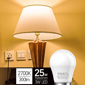 RIMOL 3W LED Bulb Equivalent 25 Watt Light Bulbs, A15 LED Light Bulb Soft White 2700K Energy Saving Low Watt Light Bulbs, E26 Base Bulb for Home Bedroom(8 Pack)