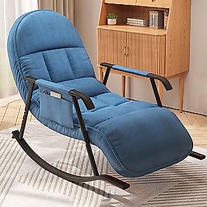 Rocking Chair Oversized Rocker With Armrest, Padded Cushion Comfy Outdoor Patio Chairs Camping Chairs, Recliner Chair With Steel Frame For Patio, Backyard, Balcony, Porch, Load Capacity 150KG ( Color