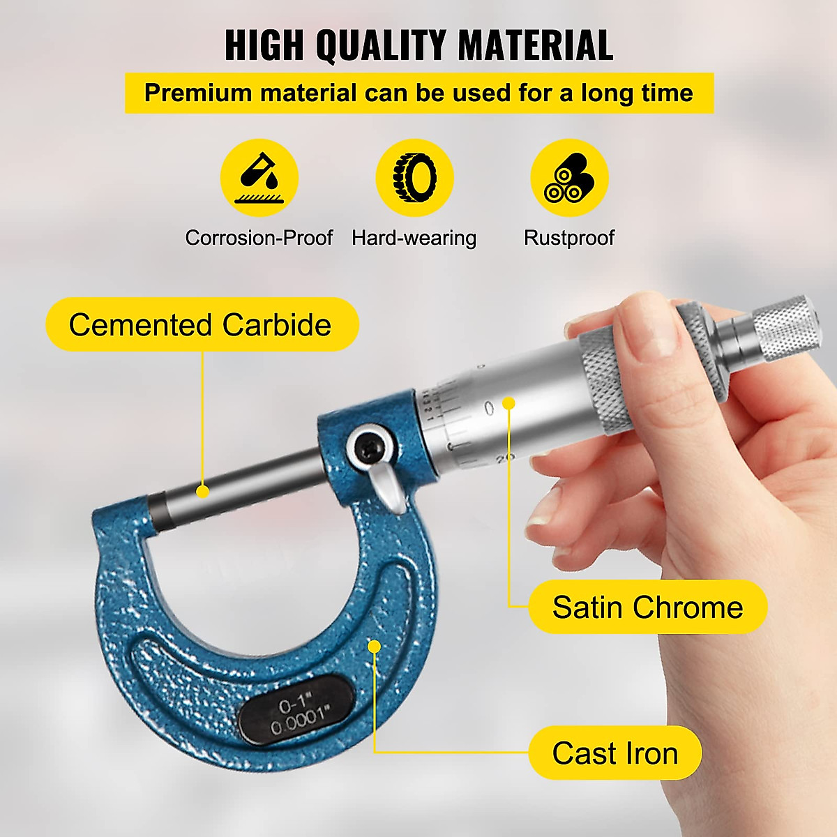 VEVOR Outside Micrometer Set, 0-3" Machinist Micrometer, 0.0001" Graduation Micrometer Set, 3 Pcs Machinist Tool Set, Alloy Precision Micrometer, Laser-Etched Micrometer Standard Set with Fitted Case