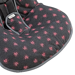 JYOKO Kids Universal Padded Cover Liner for Baby car seat Gr 0/100% Cotton Made (Compatible with Maxi COSI, Chicco, Mico, Evenflo, Mesa, Britax and More) (Fluor Heart)