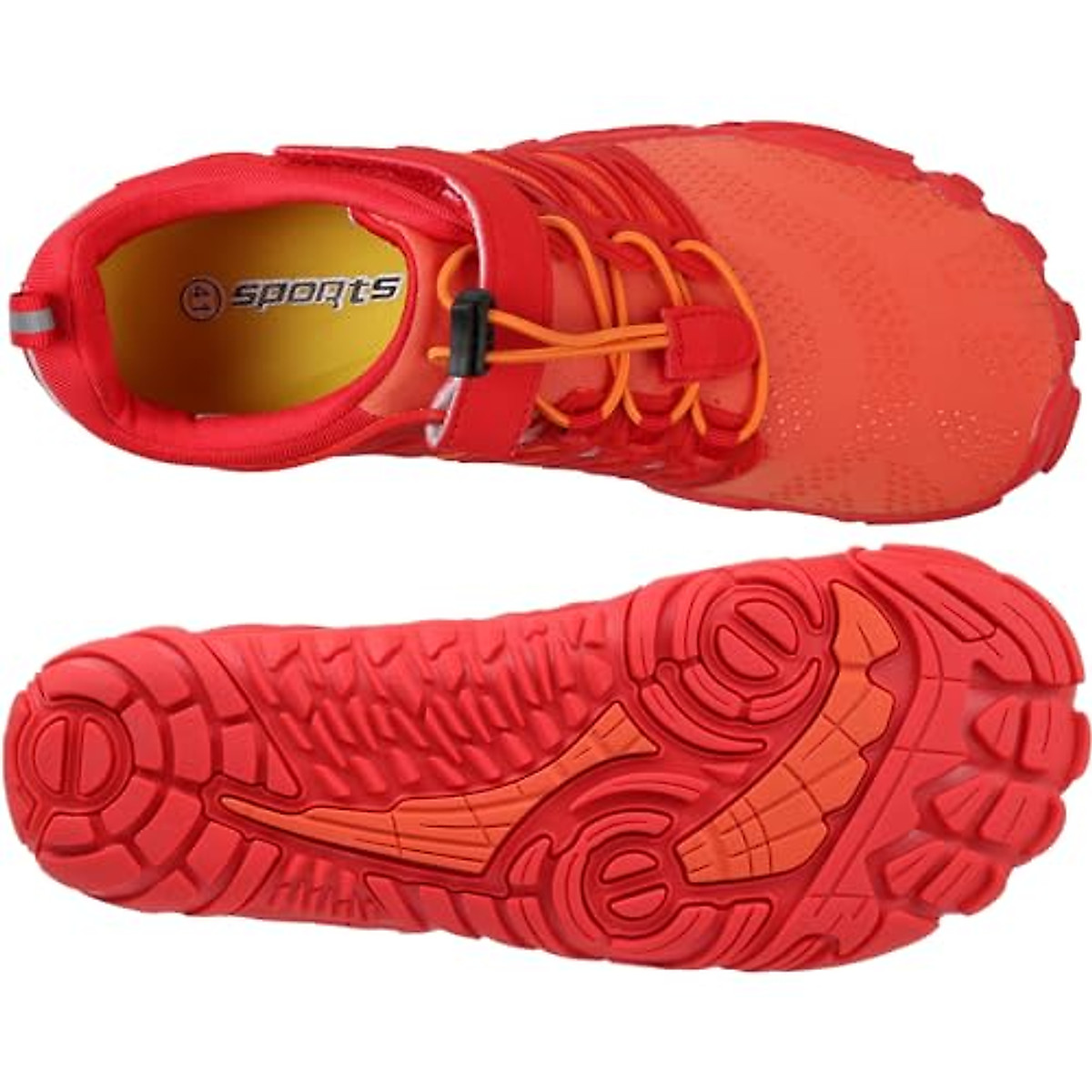 WHITIN Men's Trail Running Shoes Minimalist Barefoot Wide Width Toe Size 7.5 Box Gym Workout Fitness Low Zero Drop Trainer Cross Training Orange Red 40