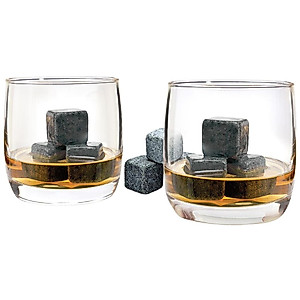 Luminarc Arc International Bar Craft on The Rocks 10 oz Whiskey Glasses (Set of 4) & 1 Bag of 12 Whiskey Stones, Clear