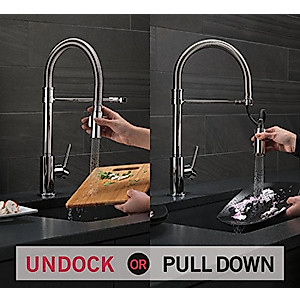 Delta Faucet Trinsic Pro Commercial Style Kitchen Faucet Chrome, Chrome Kitchen Faucets with Pull Down Sprayer, Kitchen Sink Faucet, Faucet for Kitchen Sink with Magnetic Docking, Chrome 9659-DST