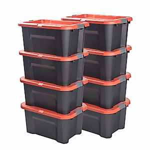 CX CRAFTSMAN, 20-Gallon Highly Durable Storage Bin & Dual Latching Lid, (14.3”H x 19.7”W x 28.2”D), Versatile Stacking Tote and Weather-Resistant Design, American Made [8 Pack]