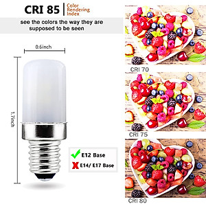 KAKEMONO E12 Dryer LED Bulb 120V for Dryer Drum, Water Ice Dispenser, Refrigerators, Night Light,2W Cool White 6000K, Non-dimmable, Pack of 4