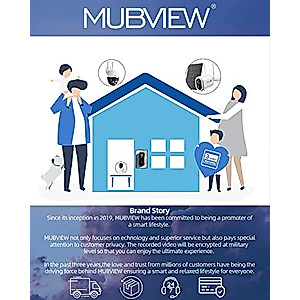 MUBVIEW 2K Security Camera Outdoor, Security Cameras with 360° PZT View, 2.4G WiFi Wired Home Surveillance Cameras, Color Night Vision, Motion Detection, Siren, 2 Way Talk, 24/7, Works with Alexa