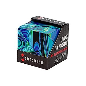 SHASHIBO Shape Shifting Box - Award-Winning, Patented Fidget Cube w/ 36 Rare Earth Magnets - Transforms Into Over 70 Shapes, Download Fun in Motion Toys Mobile App (Artist Series - Mystic Ocean)
