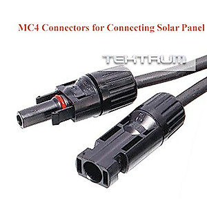 Tektrum UV-Resistant 25ft Long Double Layer PV Extension Cable with M/F Solar Connectors for Outdoor Solar Panel (Set of 2)