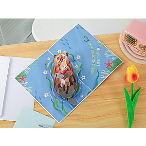 Liif Otter Mothers Day Card, 3D Pop Up 1st Mothers Day Card, First Mother Birthday Card for Mom, Otter Card