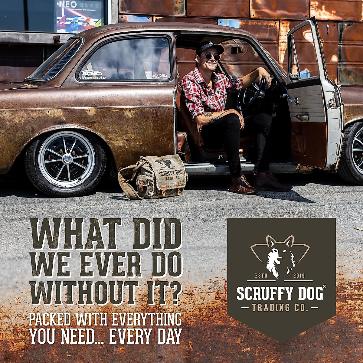 SCRUFFY DOG Crossbody Vintage Messenger Bag for Men and Women - Satchel Bag Men - Canvas Shoulder Bags - 13 inch