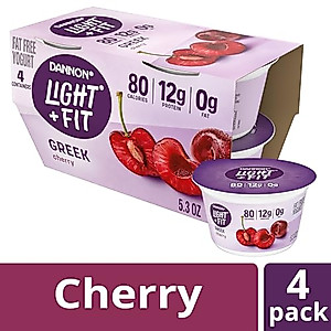 Dannon Light + Fit Greek Nonfat Yogurt, Cherry, Gluten-Free, 5.3 oz., 4 Pack
