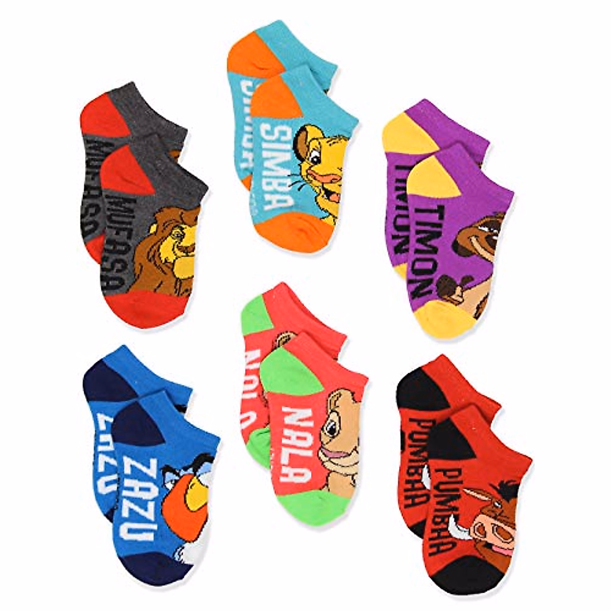 Disney The Lion King-Teen-Adult's 6 pack Socks Set (Shoe: 4-10 (Sock: 9-11), Blue/Multi)