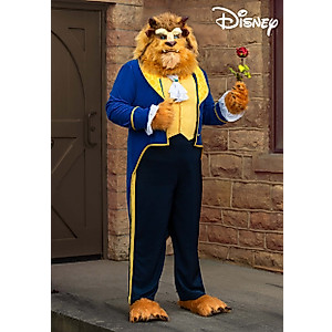 Plus Size Beast Costume | Adult Disney Beauty and The Beast Mouth Mover Full Head Mask | Blue Dance with Belle Outfit 5X