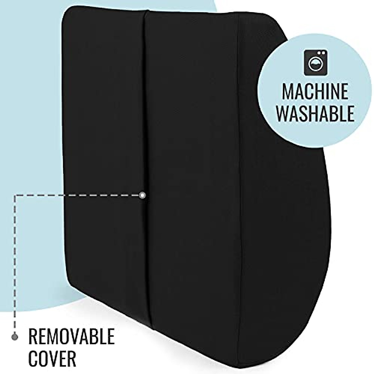 DMI Memory Foam Lumbar Pillow Support Pillow Back Support Chair Cushion with Strap for Better Posture and Easing Back Pain, Black