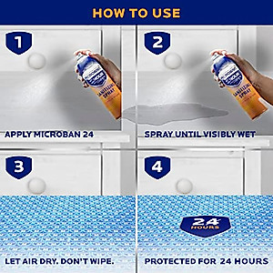 Microban Disinfectant Spray, Travel Size 24 Hour Sanitizing Spray, Citrus Scent, 4 Count (2.8oz Each)