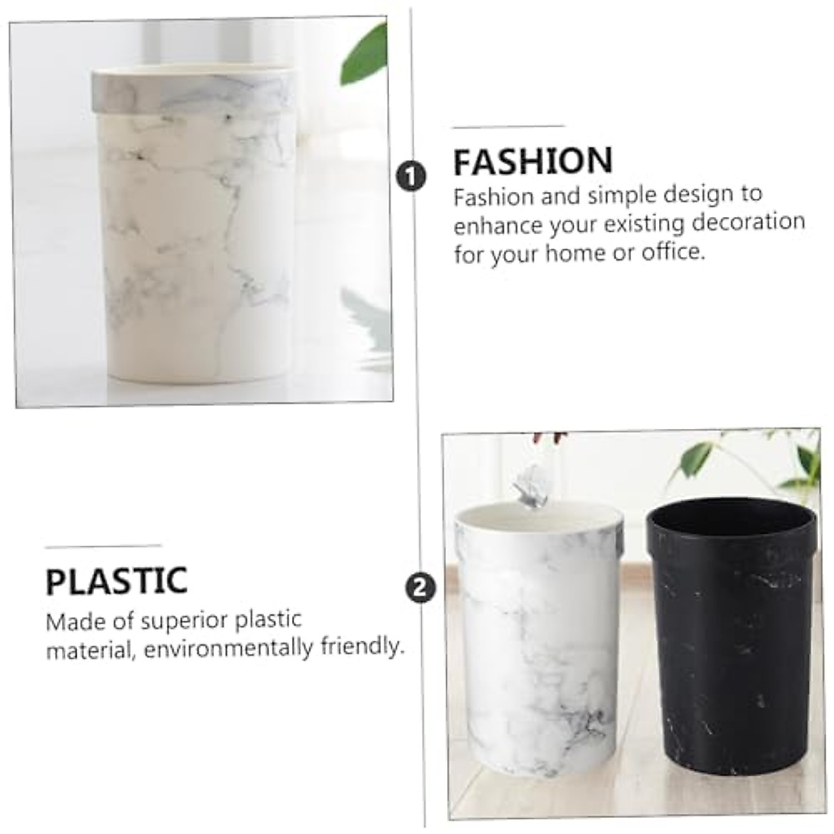 Garneck 1pc Garbage Can Platic Garbage Bin Waste Paper Basket Marble Wastebasket Table Trash Can Small Garbage Bin Small Trash Can Car Trash Can Storage Tank No Cover White Plastic Office