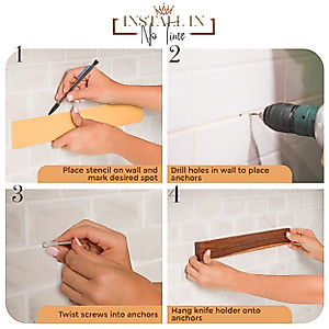 Magnetic Knife Holder for Wall - Wooden Magnetic Knife Holder - 15.7 Inch Acacia Wood Knife Holder - Kitchen Magnetic Knife Strip - Strong Magnetic Knife Bar - Space-saving Knife Rack