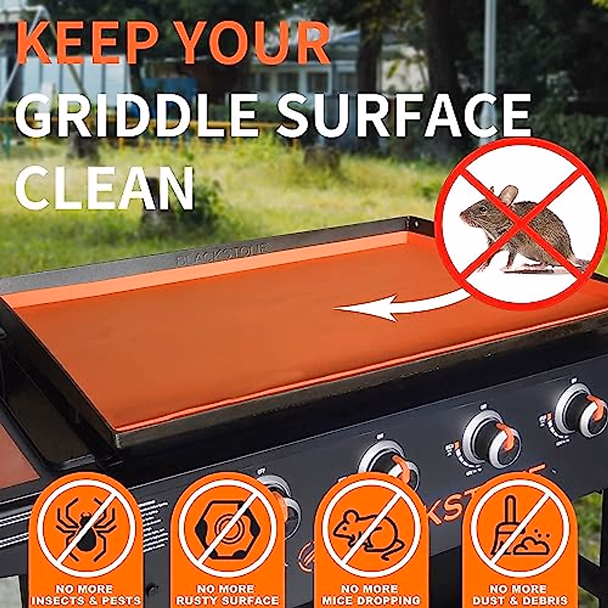 Silicone Griddle Mat for Blackstone 22 Inch Griddle, Heavy Duty Food Grade Silicone Grill Cover,Protect Griddle from Rodents, Insects, Debris, and Rust, Premium Silicone Griddle Mat Cover