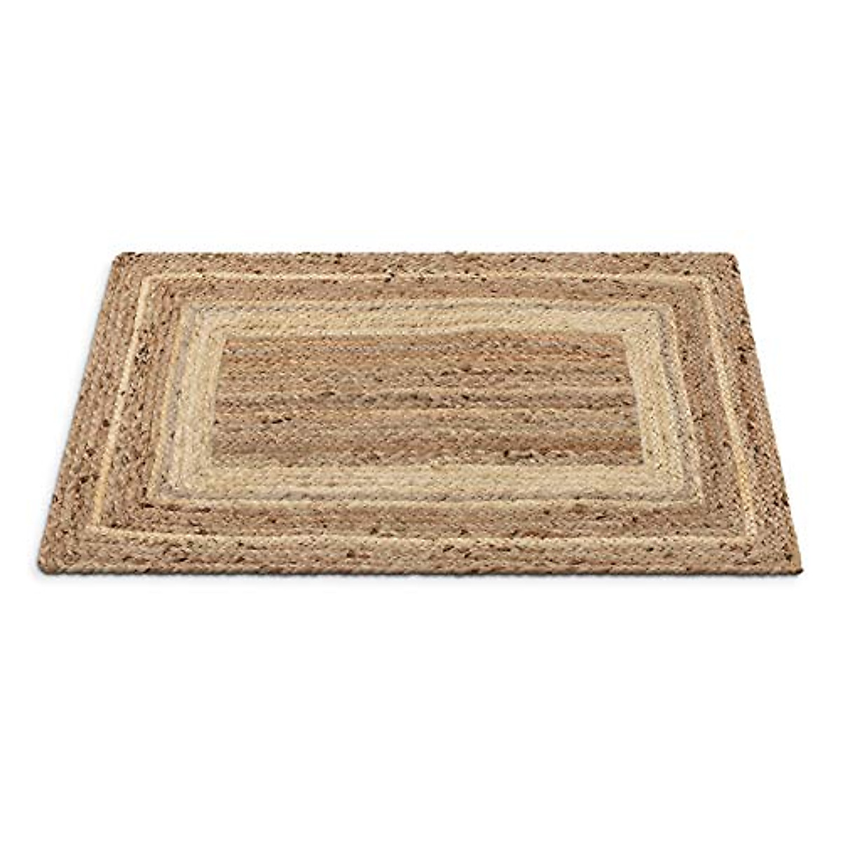 Well Woven Delphina White & Natural Color Hand-Braided Jute Border Pattern Area Rug (2' x 3')