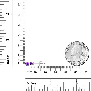 925 Sterling Silver 4mm Round Natural Purple Amethyst February Birthstone Screwback Stud Earrings For Women