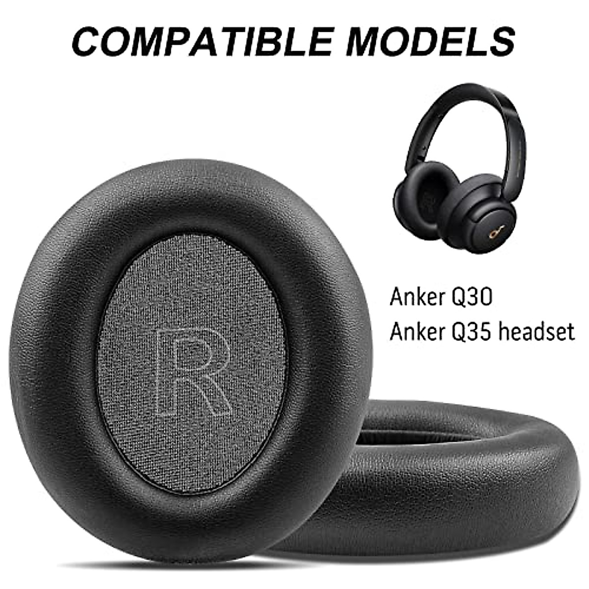 Replacement Earpads Cushions for Anker Soundcore Headphones Q30 and Anker Q35, Life Q30 Earpads Ear Cushions with Protein Leather Skin and Memory Foam