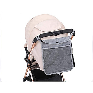 Baby Stroller Organizer with two Storage Pockets front mesh pocket-for bottles nappy baby cloth Diaper storage,Secure Straps, Detachable webbing easy crab strollers