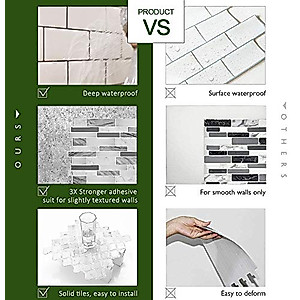 STICKGOO Thicker Design Peel and Stick Tile Backsplash, 12”×12”Stick on Backsplash for Kitchen, Self Adhesive Tile Stickers for Kitchen Backsplash and Bathroom(10 Sheets, Gray)