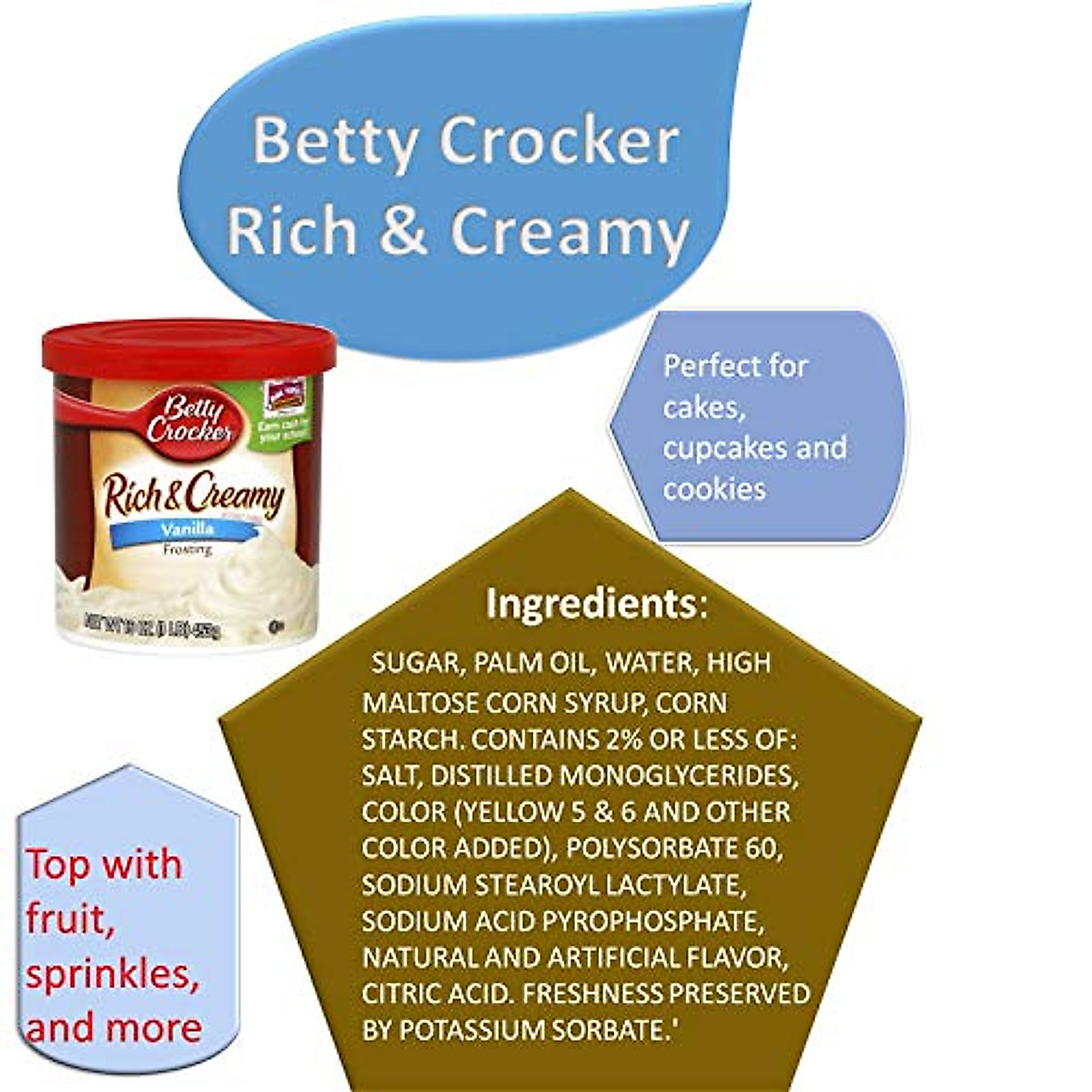 White Cake and Vanilla Frosting Snack Fun Bundle 2 cake mixes 15.2oz 2 Vanilla Frosting Tubs 16oz and Snack Fun Shopping Pad