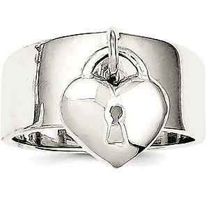 IceCarats 925 Sterling Silver Dangling Lock Ring Size 6