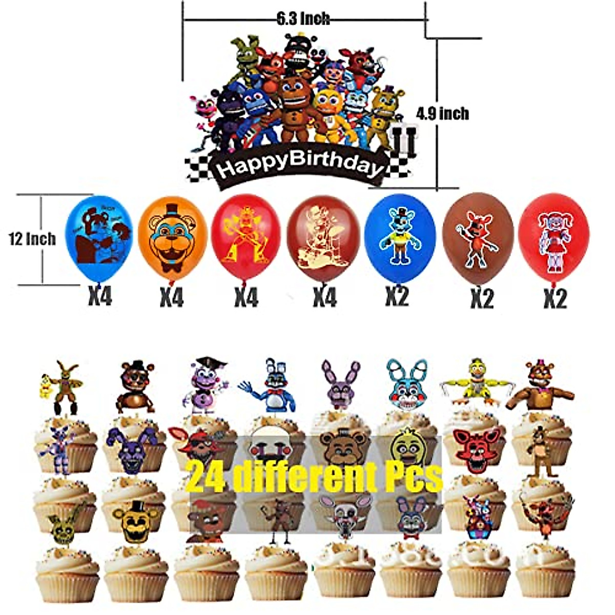 162 Pcs Game Security Party Breach Supplies,Game Merch Birthday Party Decorations 5 Nights Birthday Party at Freddys Supplies for Kids and Adults