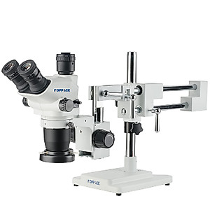KOPPACE 6.7X-45X Trinocular Stereo Microscope Dual Arm Bracket Magnification Locking Function.