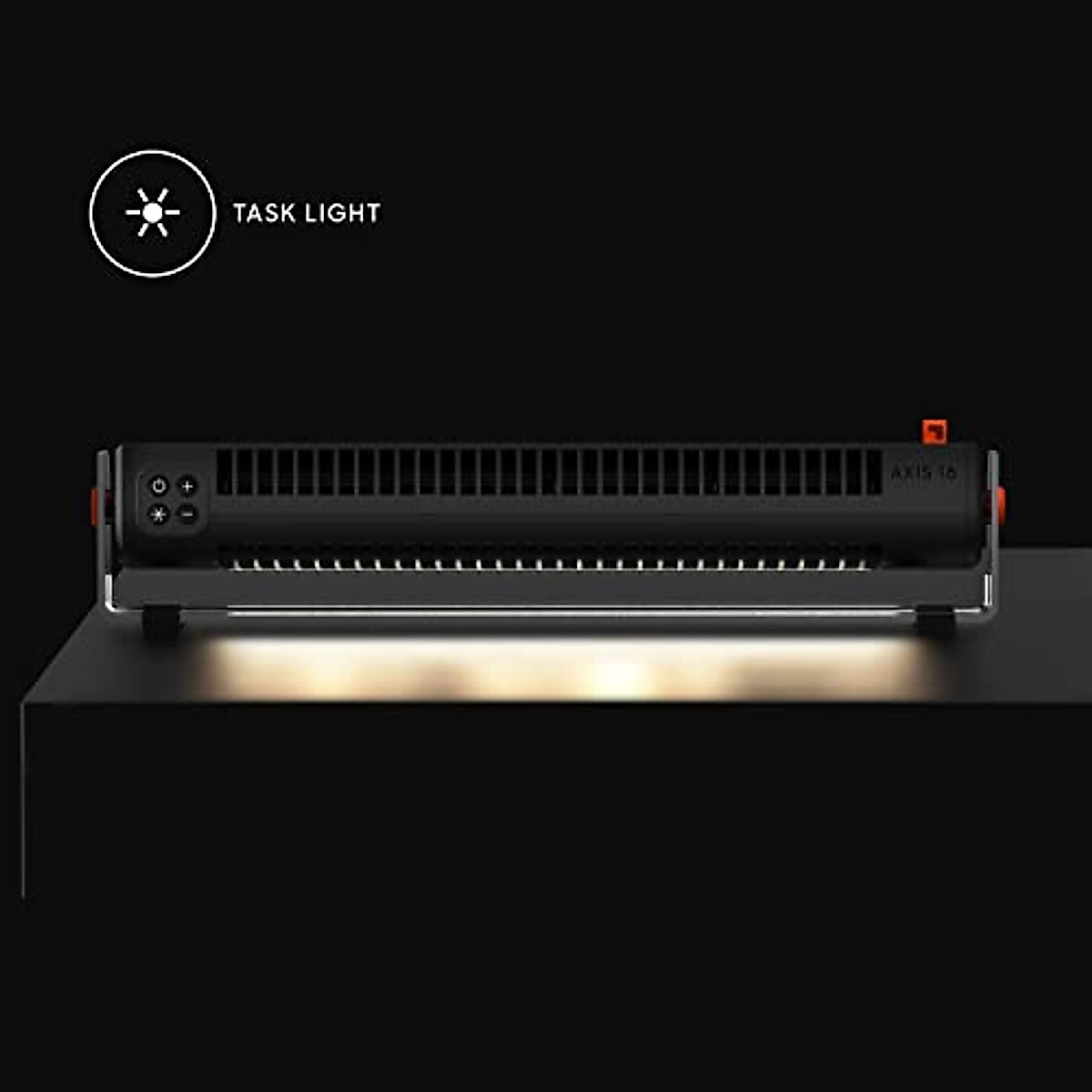 SHARPER IMAGE AXIS 16 Airbar Tower Desk Fan with Task Light, Full-Range Tilt, 3 Speed Touch Control, Black