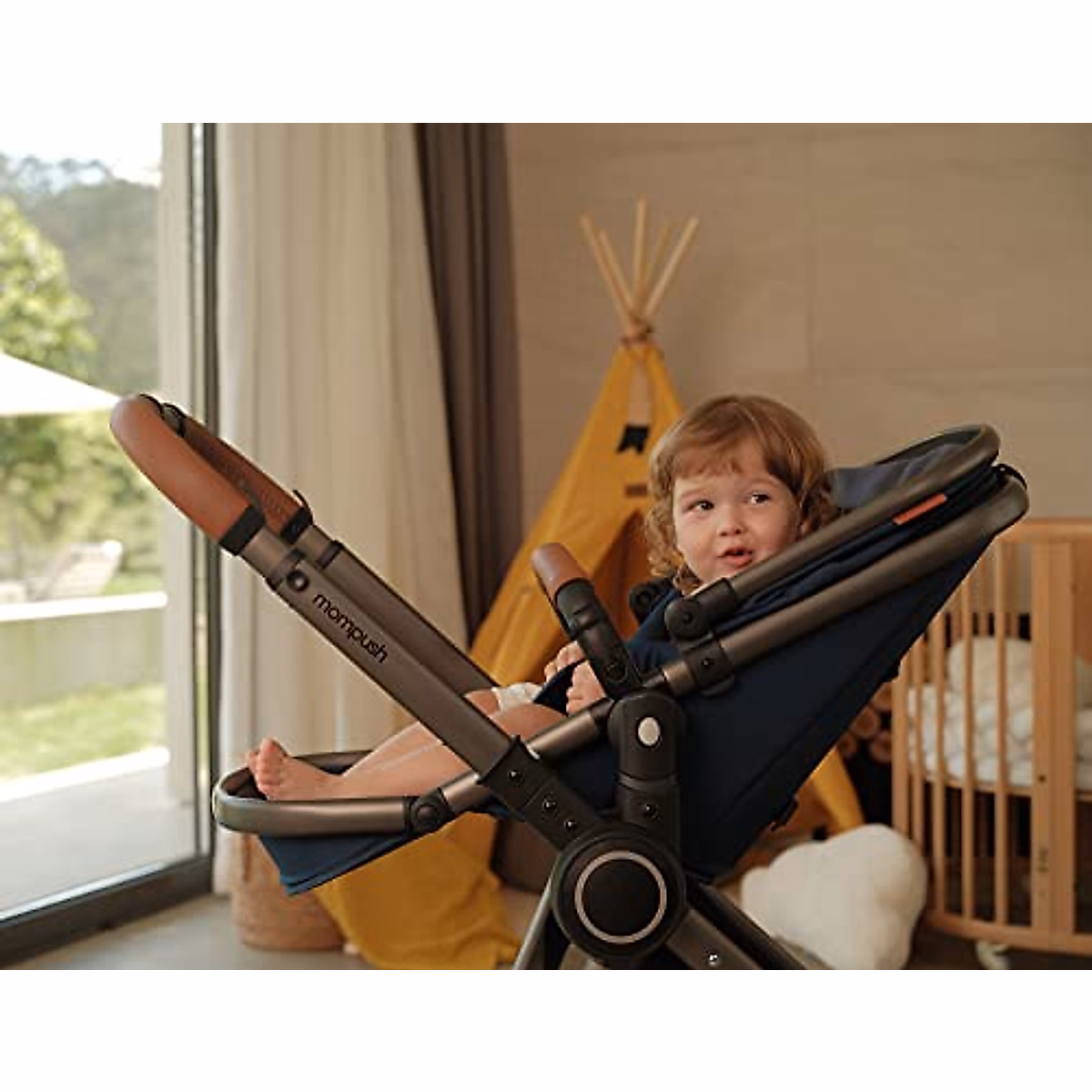 Mompush Ultimate2 Baby Stroller, Premium Convertible Full-Size Bassinet Stroller for Toddler, Newborn Stroller with Reversible Seat, One Hand Recline Pushchair Pram, Car Seat Adapter Included