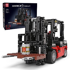 Mould King 13106 Forklift Truck Building Block Kit, MOC Remote Control Heavy-Duty Shelf Lifted Truck Model Toy, Gift Toys for Kids Age 8+/ Adult (1,719 Pieces)