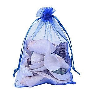 Wudygirl 50pcs 6x9 Drawstring Organza Bag Blue Jewelry Pouches Party Weeding Favor Candles Cosmetic Toy Balls Baby Shower Dried Flowers Chocolates Birthday Gift Packing Bags(50pcs Blue 6.7x9)
