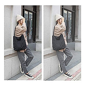 Jeelow Washed Canvas Market Tote Handbag Shoulder Bucket Bag Purse With Pockets For Men & Women