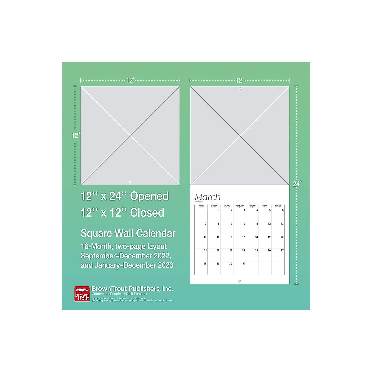 Florida Wild & Scenic | 2023 12 x 24 Inch Monthly Square Wall Calendar | Foil Stamped Cover | BrownTrout | USA United States of America Southeast State Nature