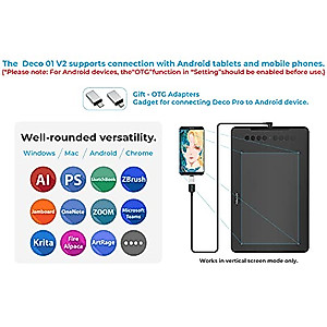 XPPen Deco 01 V2 Drawing Tablet 10x6.25 Inch Graphics Tablet Digital Drawing Tablet for Chromebook with Battery-Free Stylus and 8 Shortcut Keys (8192 Levels Pressure)