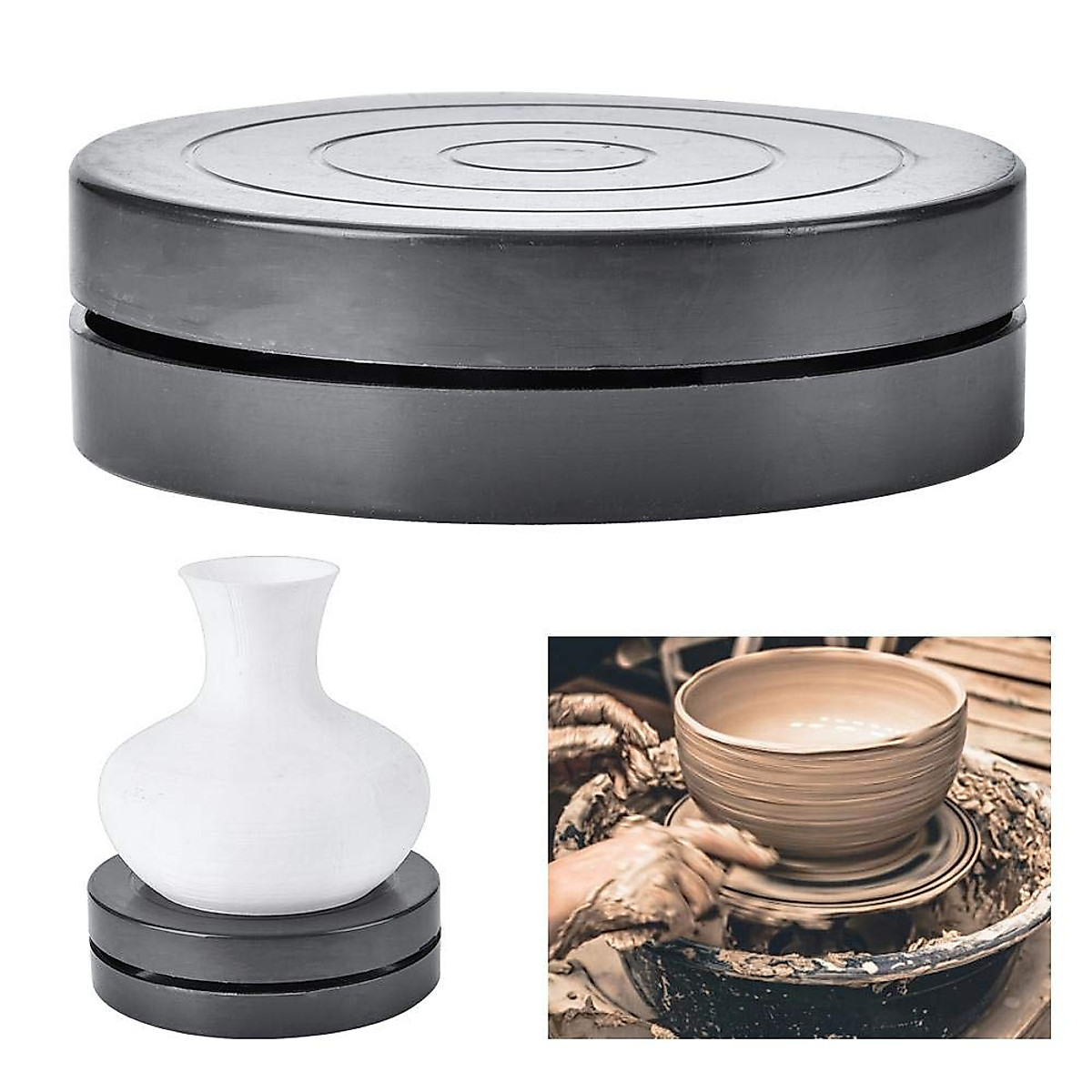 Turntable, 11.5 17.8cm Hand Made Craft Clay Plastic Turntable Ceramic Pottery Sculpture Tool Black Direct Drive Turntable(Diameter 11.5)