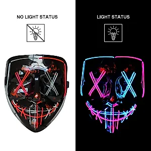 Stegosaurus Halloween LED Mask for Kids, Halloween Light Up Mask for Halloween, Music Festival, Birthday Party LED Mask for Boys Girls (Ice blue + Pink)