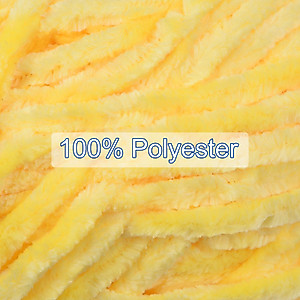 HARFINGTON 2 Skeins Velvet Chenille Yarn 2x100g/7.1oz 174 Yards Total Length #6 Super Bulky Polyester Soft Blanket Yarn for Knitting Weaving Scarf, Yellow