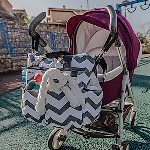 Stylish Travel Diaper Bag Tote for Men and Women – Unisex, Multifunctional Design with Universal Stroller Straps, 9 Pockets FREE Wet/Dry Bag and Changing Pad by LoveMyGoodies