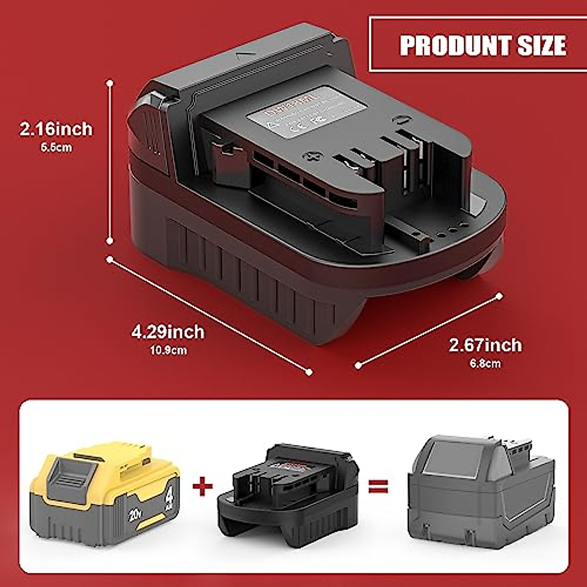 Battery Adapter for Dewalt to for Miwaulkee Battery, Battery Converters with USB/Type-C Charger Port, Convert for DeWalt 18V/20V Max Battery to for Milwaukee 18V Battery Cordless Power Tools Usage