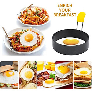 Egg Ring 2.9 inch, Egg Rings for Frying Eggs and Egg McMuffins, Egg Mold for Breakfast Sandwiches, Egg Rings for Griddle, Egg Circle Mold, Round Egg Shaper Mold, 2 Pack by YomiFamily