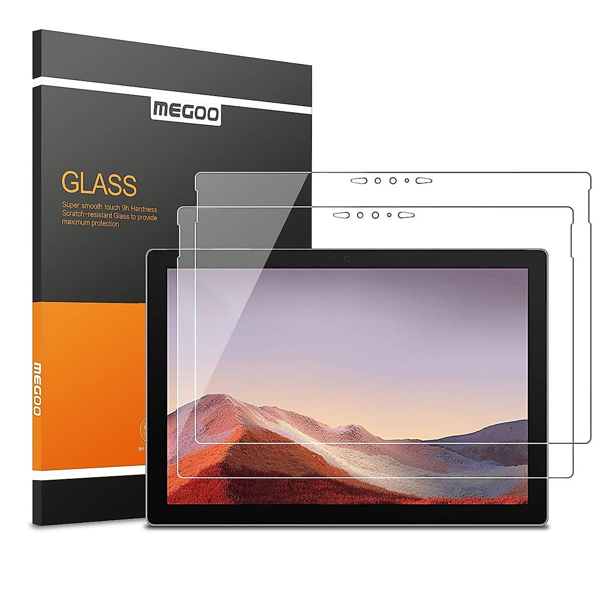 Megoo [2 pack] Screen Protector for Surface Pro 7 Plus/Surface Pro 7, Ultra Clear/High Response/Tempered Glass, Compatible for Microsoft Surface Pro 7 12.3 Inch (2019 Release)