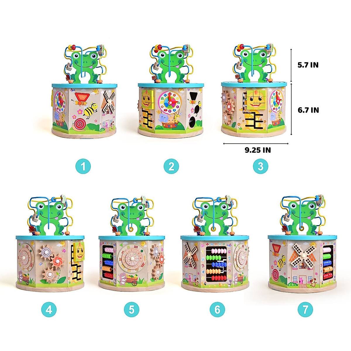 FUN LITTLE TOYS Activity Cube Toys Baby Wooden Bead Maze Shape Sorter Toys, Activity Cube for Toddlers