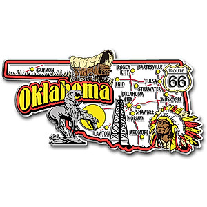 Oklahoma Jumbo State Magnet by Classic Magnets, 4.7" x 2.5", Collectible Souvenirs Made in The USA