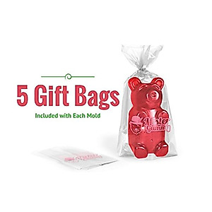 DIY Giant Gummy Bear Mold by Mister Gummy | PREMIUM Quality Silicone + 2 RECIPES and 5 GIFT BAGS Included | Make BIG Bear Treats! (Gummy, Cakes, Breads, Chocolates, and More) (Red)